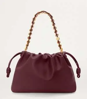 Loewe Large Leather Flamenco Purse - Burgundy