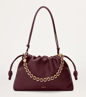 Loewe Large Leather Flamenco Purse - Burgundy