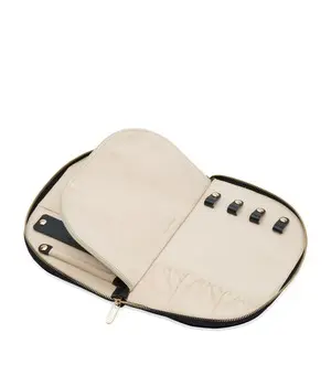 Wolf Embroidered Zoe Zip-up Jewellery Case - Navy