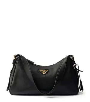 Prada Aimée Leather Shoulder Bag - Black
