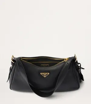Prada Aimée Leather Shoulder Bag - Black