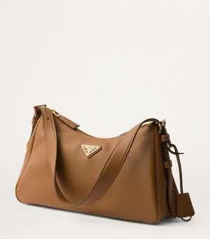 Prada Aimée Leather Shoulder Bag - Brown