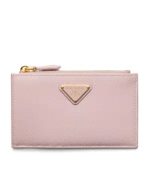 Prada Saffiano Leather Zip-up Card Holder Pink