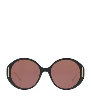 Gucci Acetate Gg1202s Round Frame Sunglasses - Black