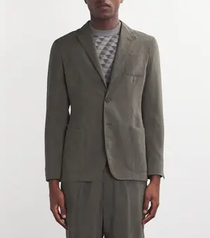 Giorgio Armani Silk-blend Upton Blazer - Grey