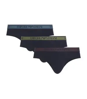 Emporio Armani Stretch-cotton Logo Briefs Navy