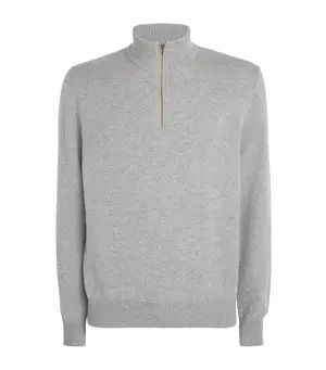 Agnona Cashmere Quarter-zip Sweater - Grey