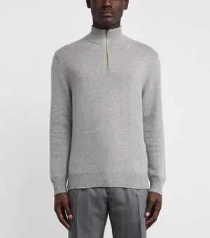 Agnona Cashmere Quarter-zip Sweater - Grey