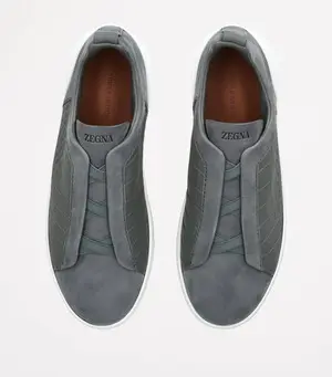 Zegna Crocodile Leather Triple Stitch Sneakers - Grey