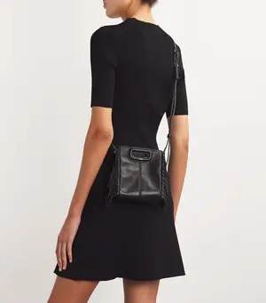 Maje Mini Leather 'm' Top-handle Bag - Black