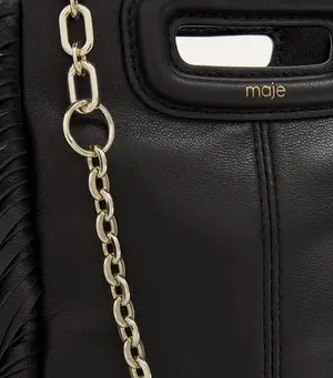 Maje Mini Leather 'm' Top-handle Bag - Black
