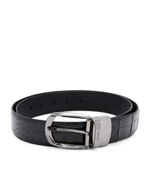 Zegna Crocodile Parentesi Belt - Black