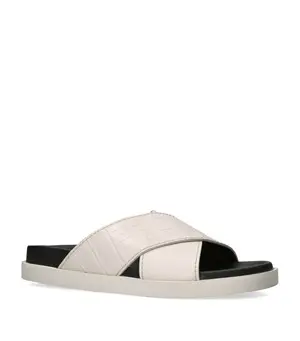 Zegna Panarea Crocodile Leather Slides - White
