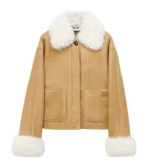 Loewe Shearling-trim Leather Jacket