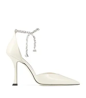 JIMMY CHOO Stevie 100 Patent Leather Pumps - White