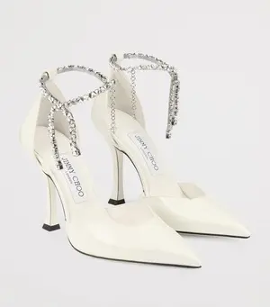 JIMMY CHOO Stevie 100 Patent Leather Pumps - White