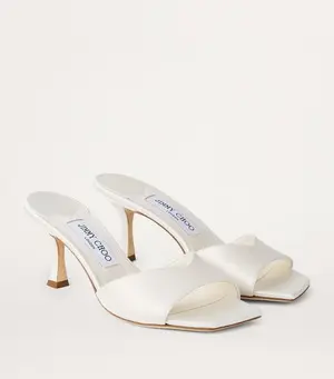 JIMMY CHOO Skye 70 Satin Mules - Ivory