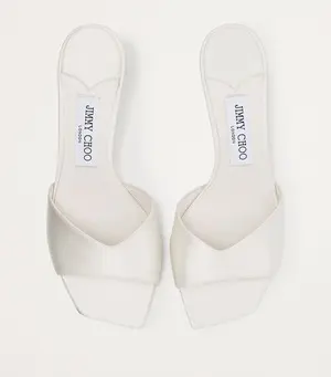 JIMMY CHOO Skye 70 Satin Mules - Ivory