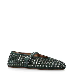 Alaïa Crystal-embellished Ballet Flats - Green