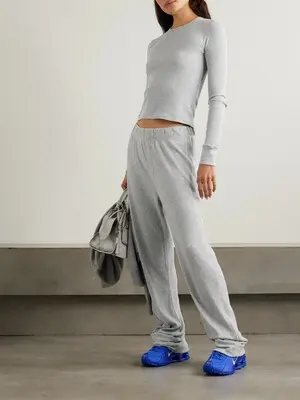 Eterne Waffle-knit Jersey Track Pants - Gray