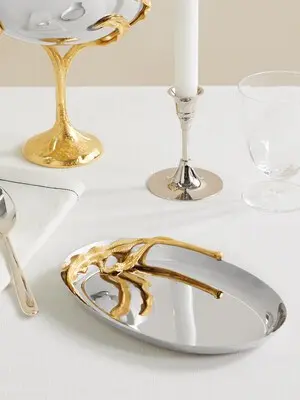 L'Objet Fern Small Gold-plated Stainless Steel Tray