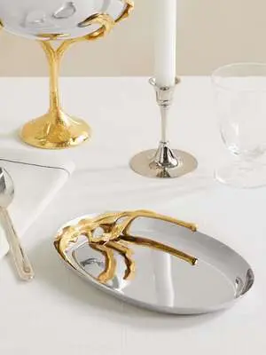 L'Objet Fern Small Gold-plated Stainless Steel Tray