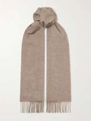 Johnstons Of Elgin Fringed Cashmere Scarf Beige