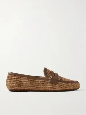 GIANVITO ROSSI Giorgia Raffia Loafers - Brown
