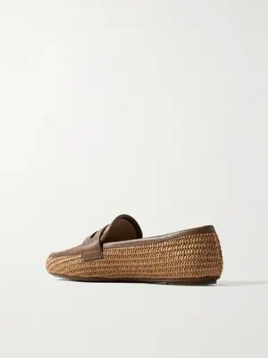 GIANVITO ROSSI Giorgia Raffia Loafers - Brown