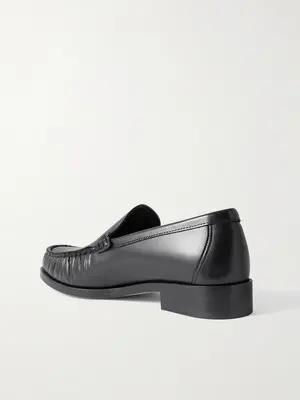 Legres 67 Ruched Leather Loafers - Black
