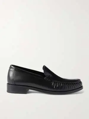 Legres 67 Ruched Leather Loafers - Black