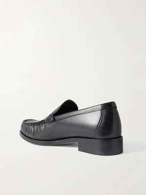 Legres 67 Ruched Leather Loafers - Black