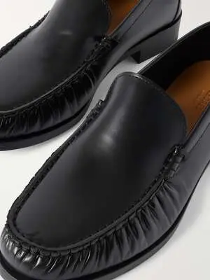 Legres 67 Ruched Leather Loafers - Black