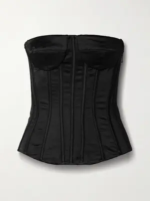 SERGIO HUDSON Strapless Silk-satin Bustier Top - Black