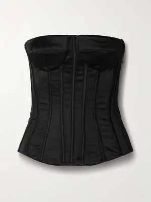 SERGIO HUDSON Strapless Silk-satin Bustier Top - Black