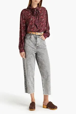 MARANT ETOILE Laliskasr Acid Wash High-rise Straight-leg Jeans - Gray