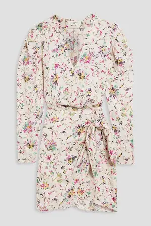 MARANT ETOILE Marant Étoile Baikal Printed Mini Wrap Dress Ecru