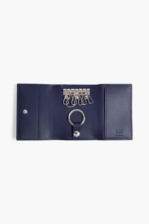 Dunhill Printed Textured Key Wallet - Cobalt Blue