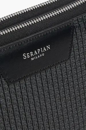 SERAPIAN Embossed Coatedcanvas Travel Wallet - Black