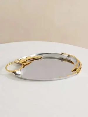 L'Objet Fern Medium Gold-plated And Stainless Steel Tray - Silver