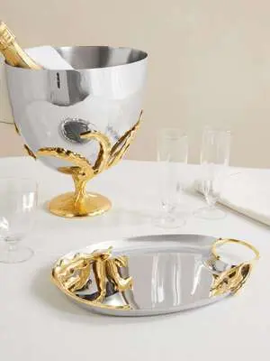 L'Objet Fern Medium Gold-plated And Stainless Steel Tray - Silver