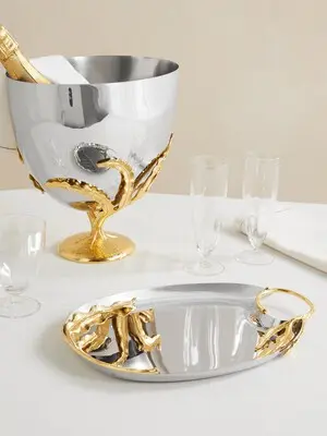 L'Objet Fern Medium Gold-plated And Stainless Steel Tray - Silver