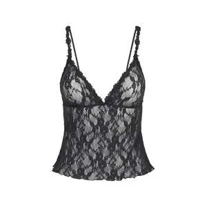 SKIMS Triangle Cami Top And Short Set | Black | | Stretch Lace