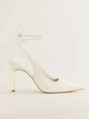 REFORMATION Paris Heeled Pump With Lace-up Tie - Ivory