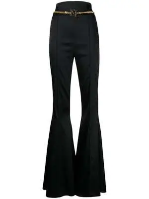 Elisabetta Franchi Flared Trousers With Chain Belt