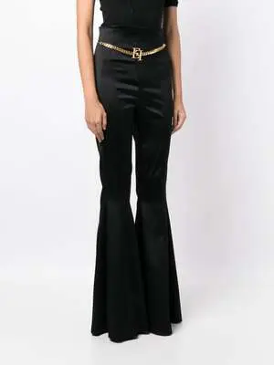 Elisabetta Franchi Flared Trousers With Chain Belt