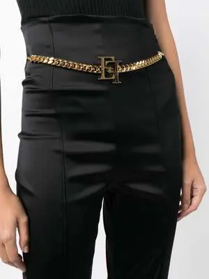 Elisabetta Franchi Flared Trousers With Chain Belt