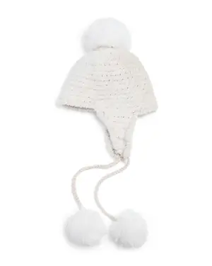 Jocelyn Faux Fur Pom Pom Trapper Hat - Ivory