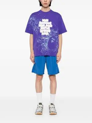 A BATHING APE Spray-print Slogan T-shirt - Purple
