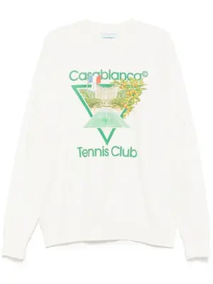 Casablanca Tennis Club Icon Printed Sweatshirt - Neutrals